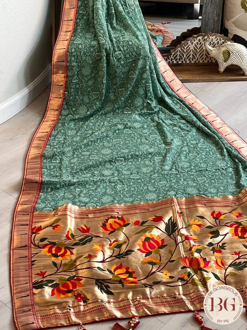 CHIKANKARI PAITHANI GREEN SA-CHI-PAI-GR424 – BeGorgeousByPS